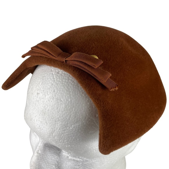 Vintage | Accessories | Midi Imported French Velour Brown Pinned Cap ...